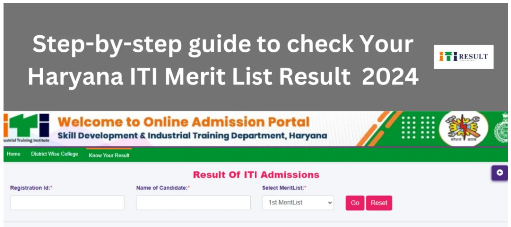 Iti Haryana Admission 2024 Online Registration Merit List